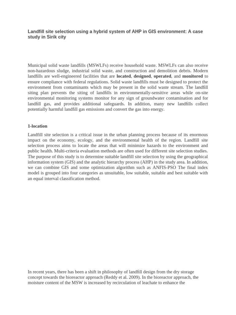 Landfill site selection using a hybrid system of AHP in GIS environment ...