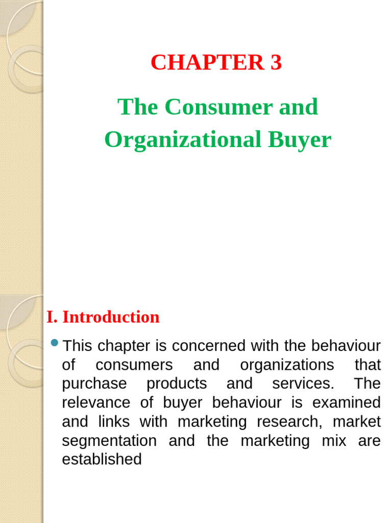 Chapter 3 - The Consumer Behaviour | PDF