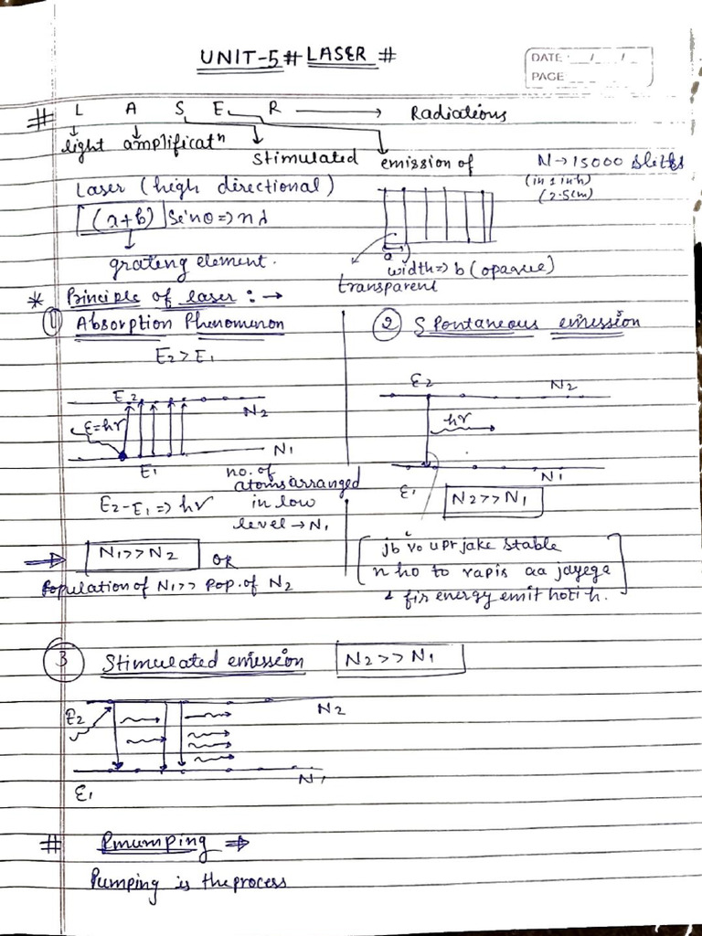 LASER Handwritten Notes | PDF | Quantum Mechanics | Electricity