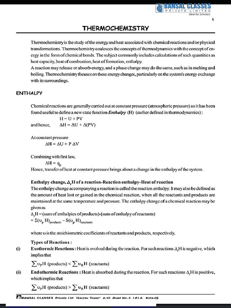 Chapter18 Thermochemistry Jeemain - Guru | PDF