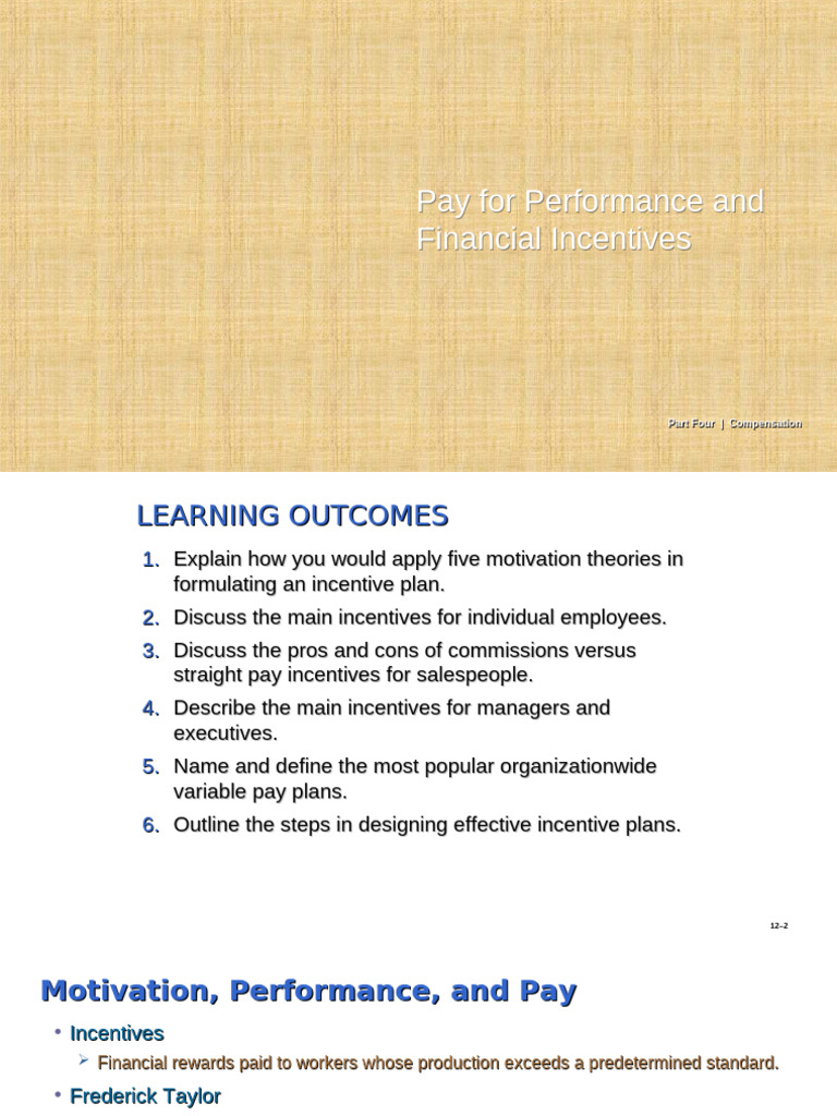 9 Pay For Performance | PDF | Motivation | Motivational
