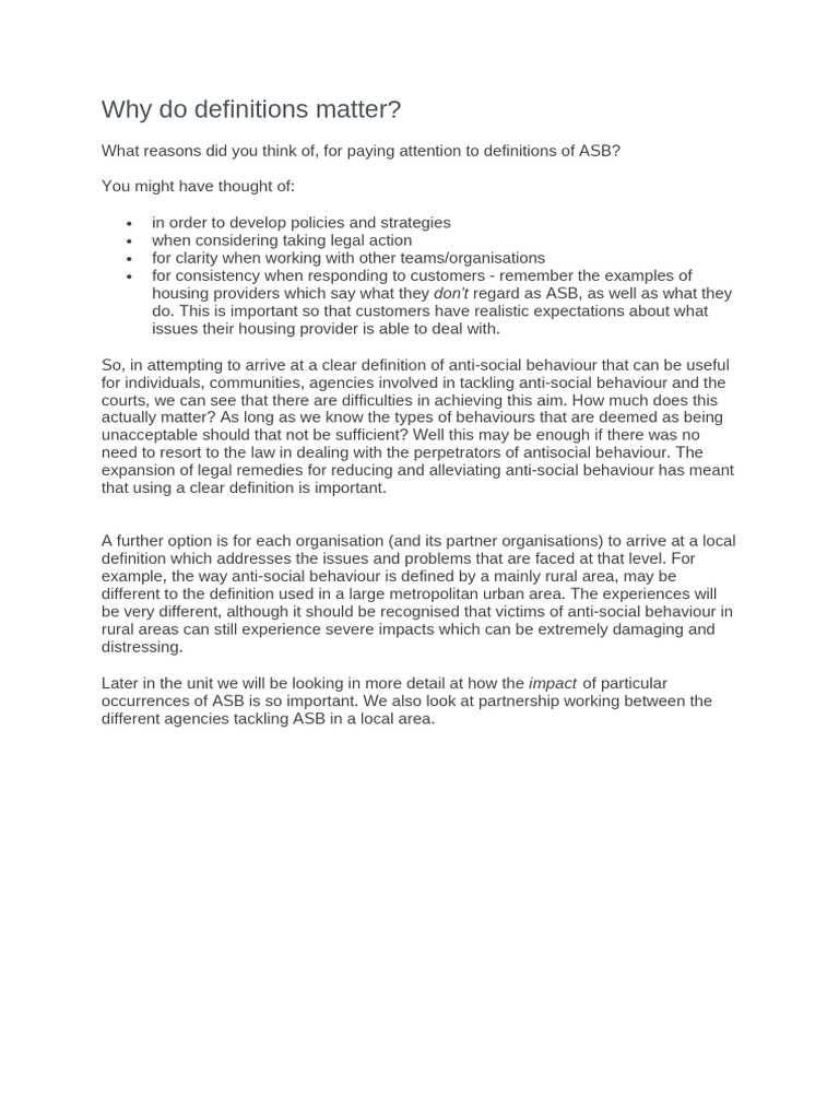 Why do definitions matter - ASB | PDF