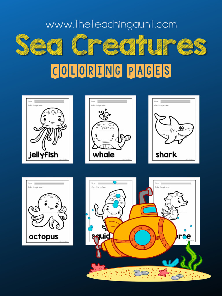 Sea Animals Coloring Pages A4 | PDF