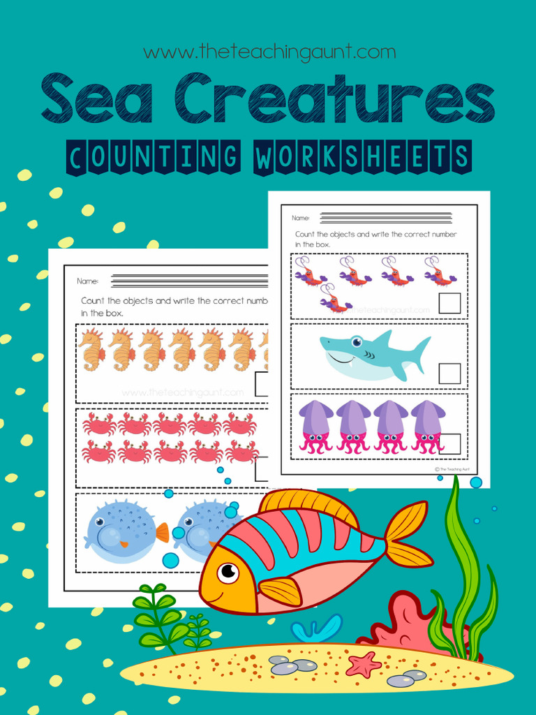 Sea Creatures Counting WS A4 | PDF