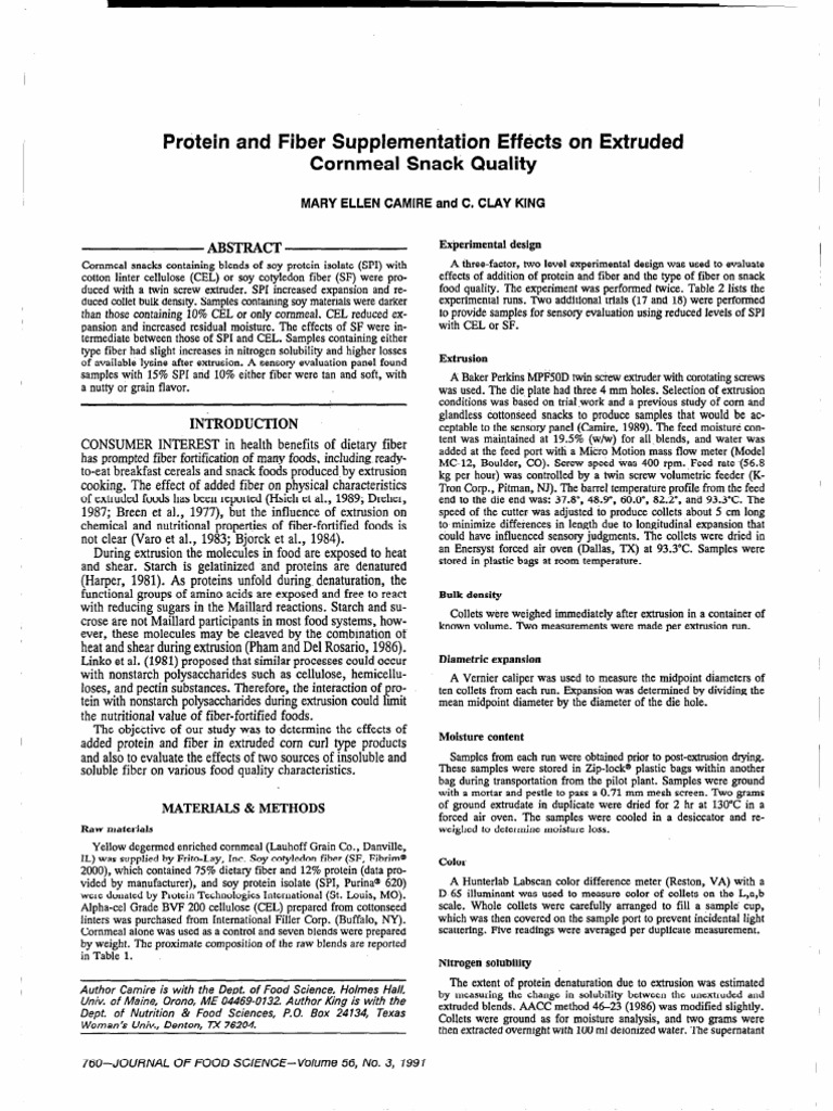 Camire et King 1991 | PDF