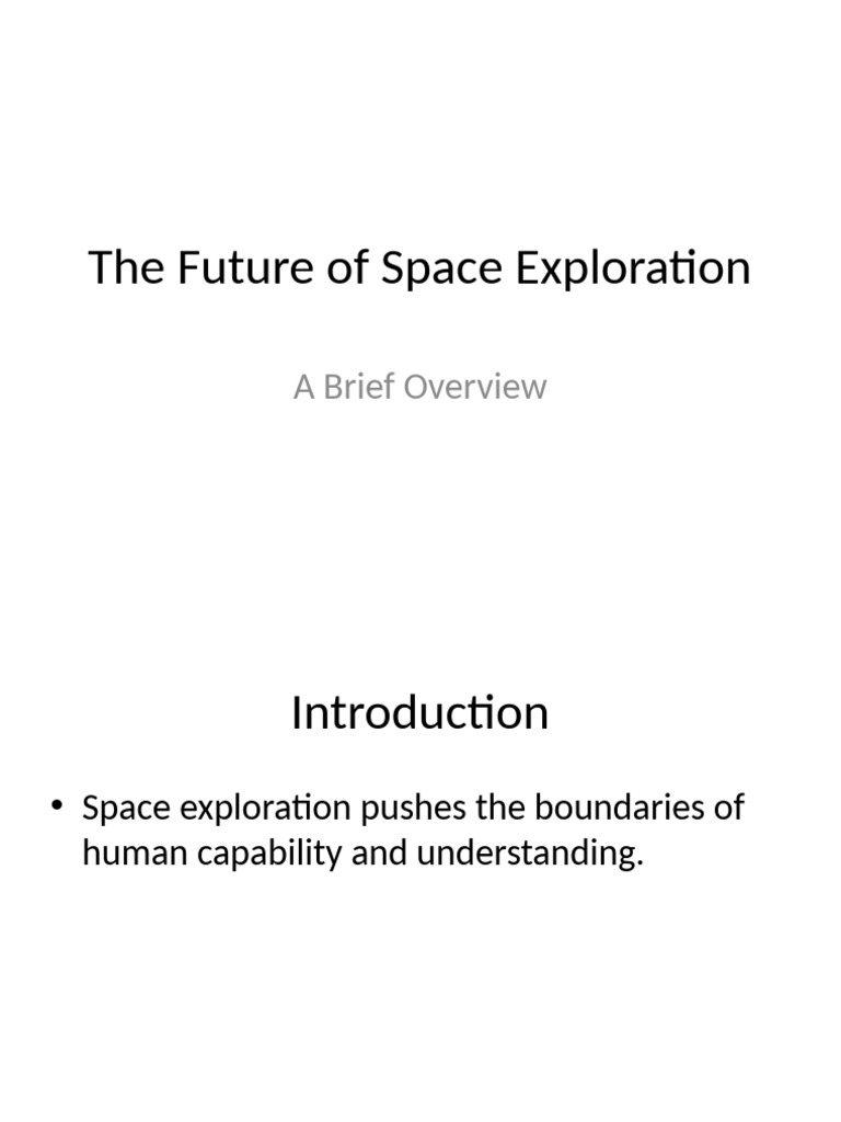 Future of Space Exploration Overview | PDF