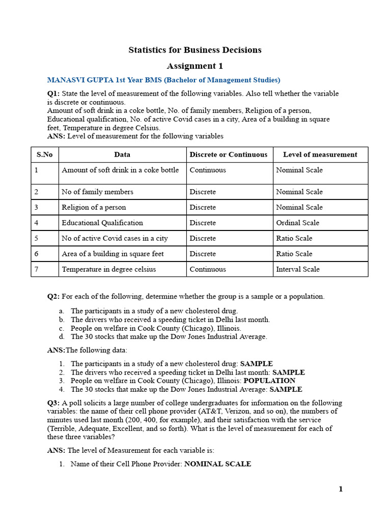 MANASVI GUPTA Assignment 1 BMS24 | PDF | Level Of Measurement | Fitbit MANASVI GUPTA Assignment 1 BMS24 | PDF | Level Of Measurement | Fitbit