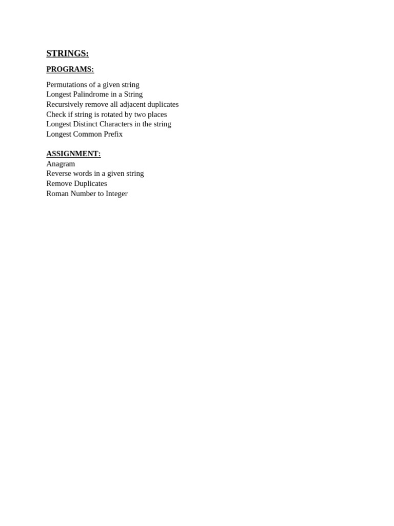 Data Structures For Placement Training (Strings) - 18.10.2023 | PDF | String (Computer Science ...