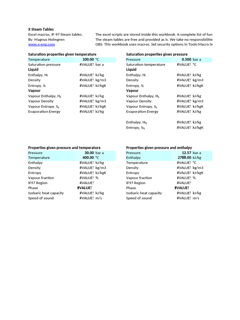 Steam Table Excel Format (Original) (1) | PDF | Heat Capacity | Enthalpy
