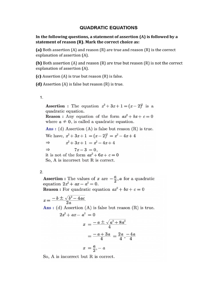 Quadratic Equations | PDF