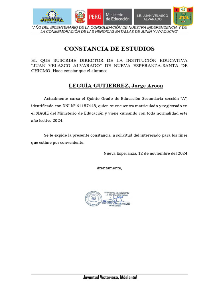 Constancia de Estudios Universidad | PDF