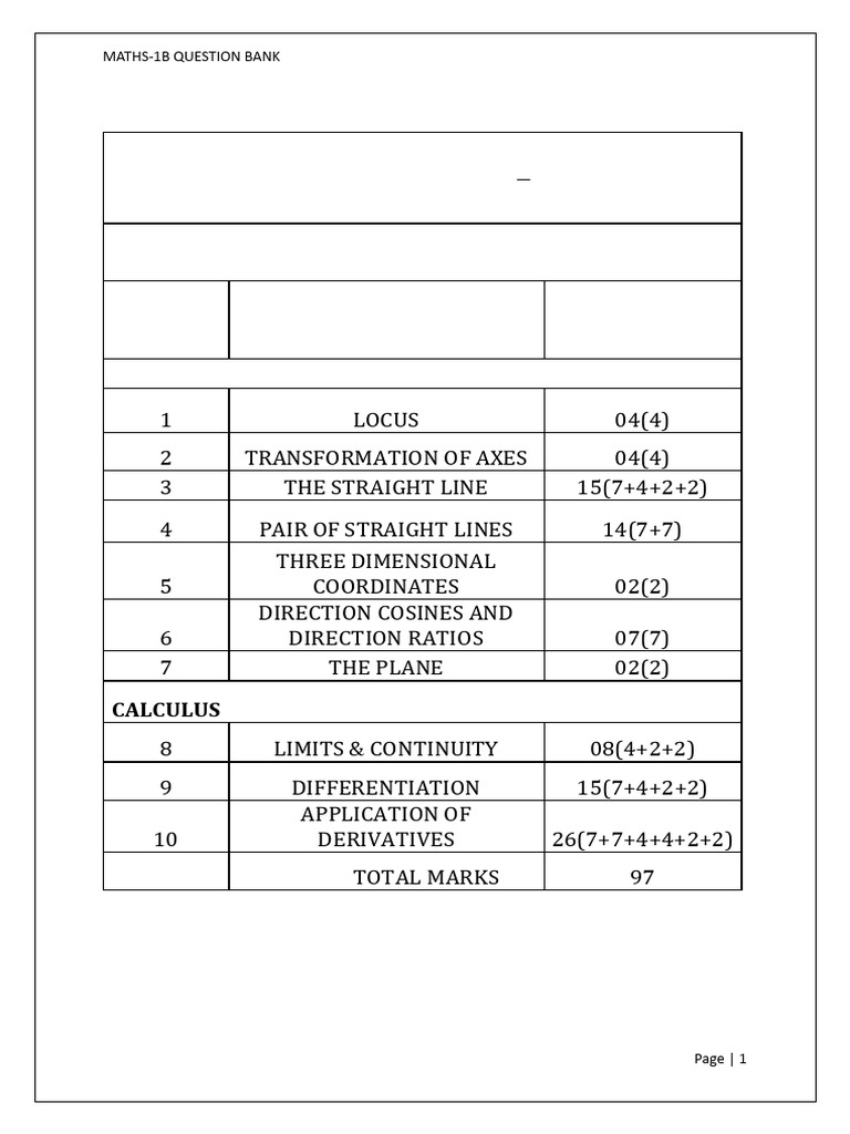 Maths-1b QB | PDF | Line (Geometry) | Acceleration