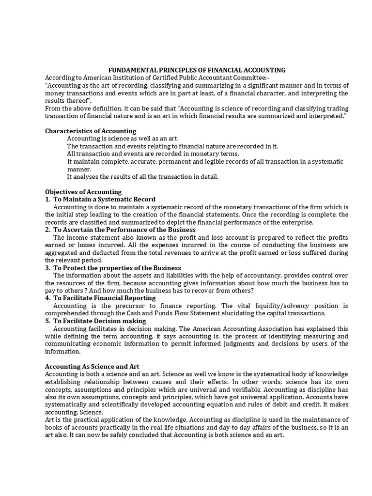 Principles of Financial Accounting Explained | PDF | Debits And Credits ...