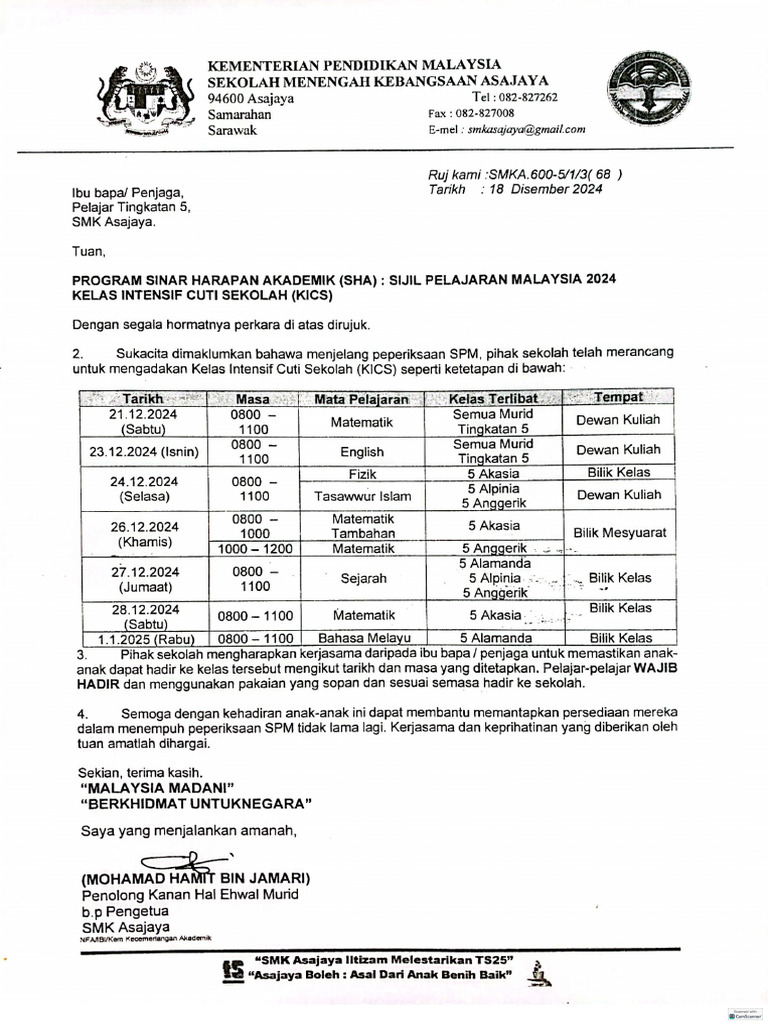 Program Sha Spm2024 Kics | PDF