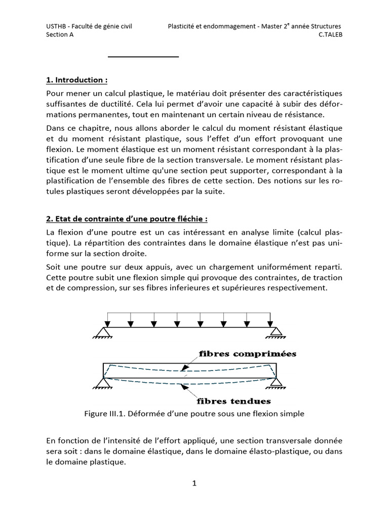 Chapitre III - Flexion Plastique | PDF | Flexion (matériau ...