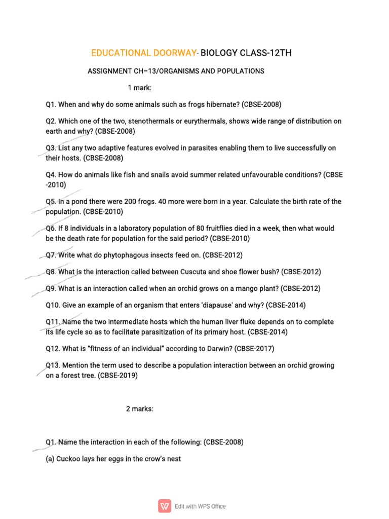 CH 13 Assignment Class 12th | PDF