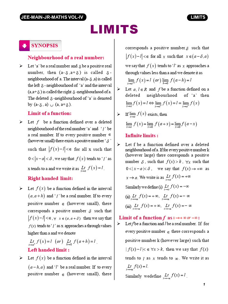 Limits | PDF | Function (Mathematics) | Mathematical Analysis