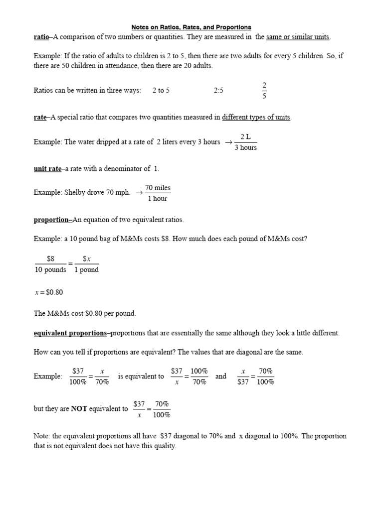 Ratios, Rates, and Proportions Guide | PDF | Ratio | Mathematics