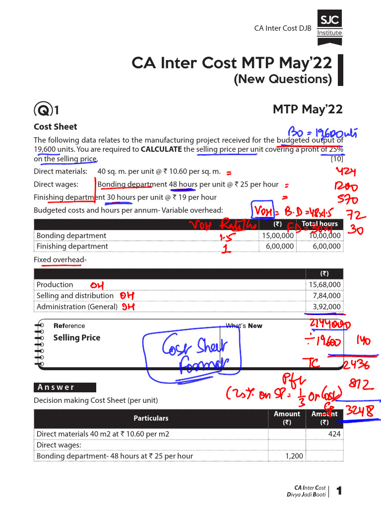 CA Inter Cost Analysis and Variances | PDF | Management Accounting ...