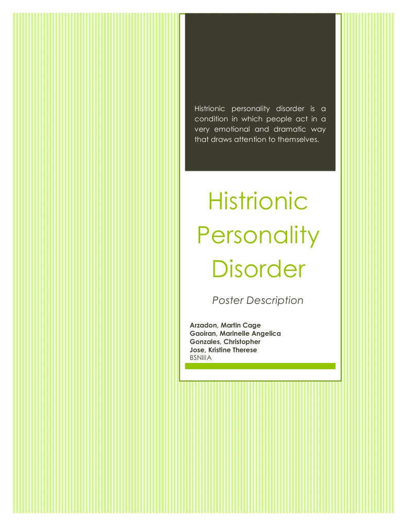 Histrionic Personality Disorder | PDF