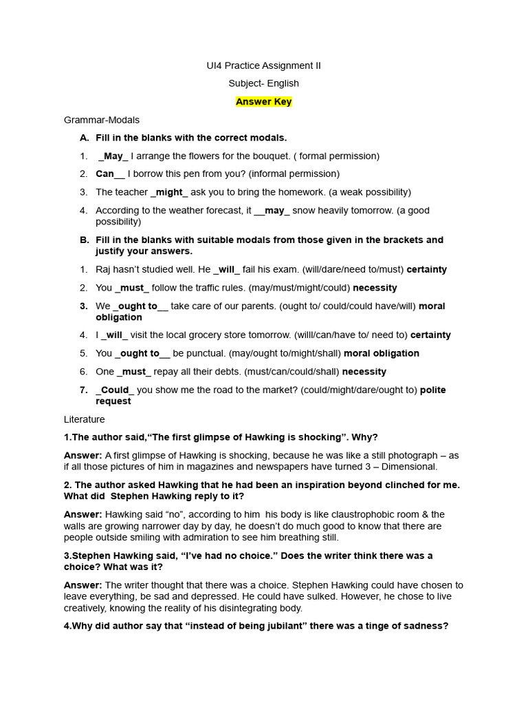 UI4 Practice Assignment II - Answer Key | PDF