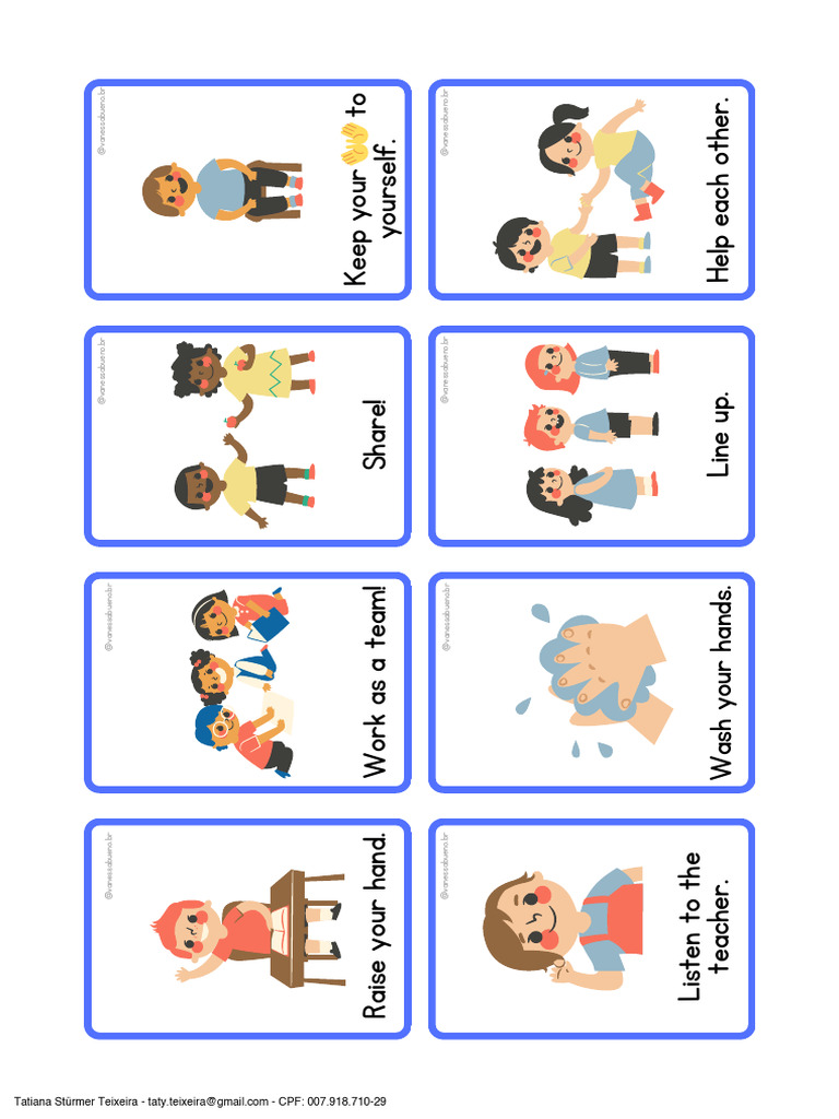 CLASSROOM RULES - flashcards e posters | PDF