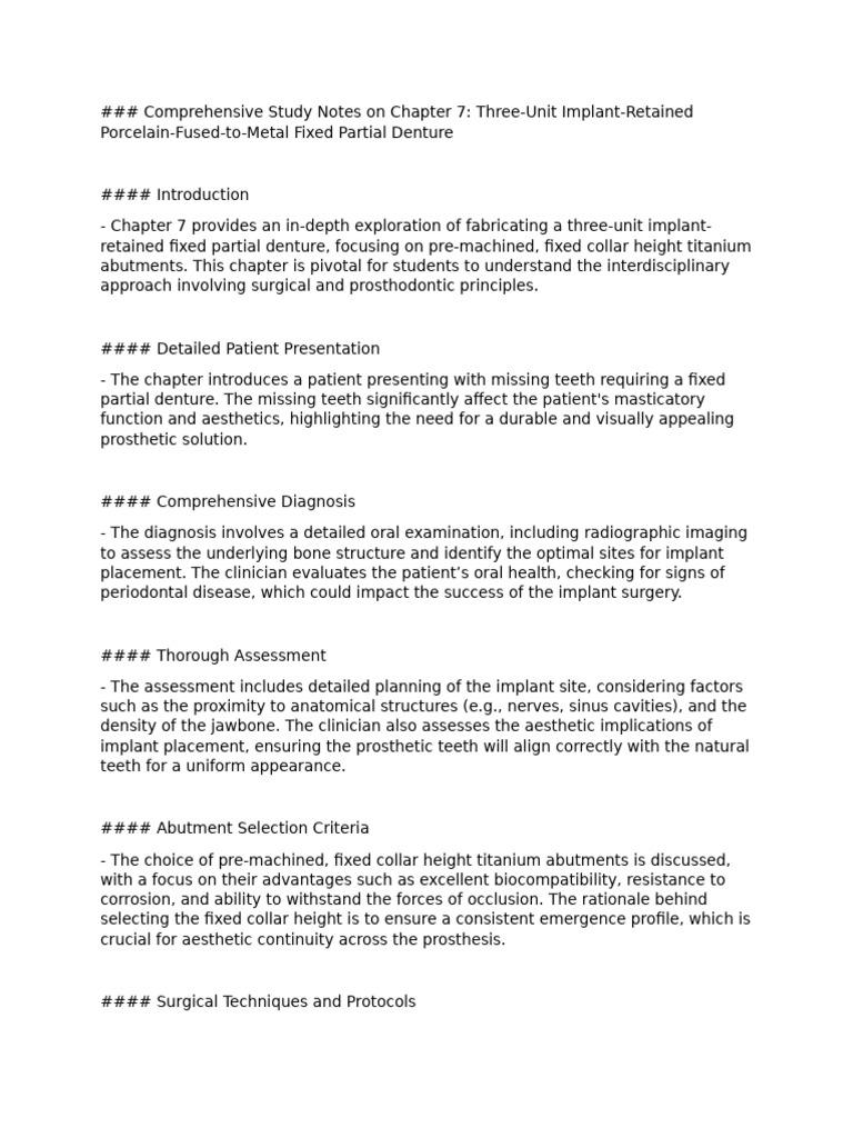 Chapter 7 Implant Lab Notes | PDF | Dental Implant | Prosthesis