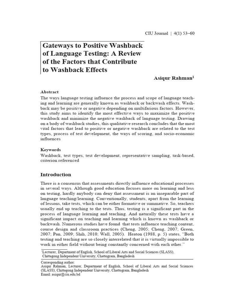 Maximizing Positive Washback in Testing | PDF | Educational Assessment ...