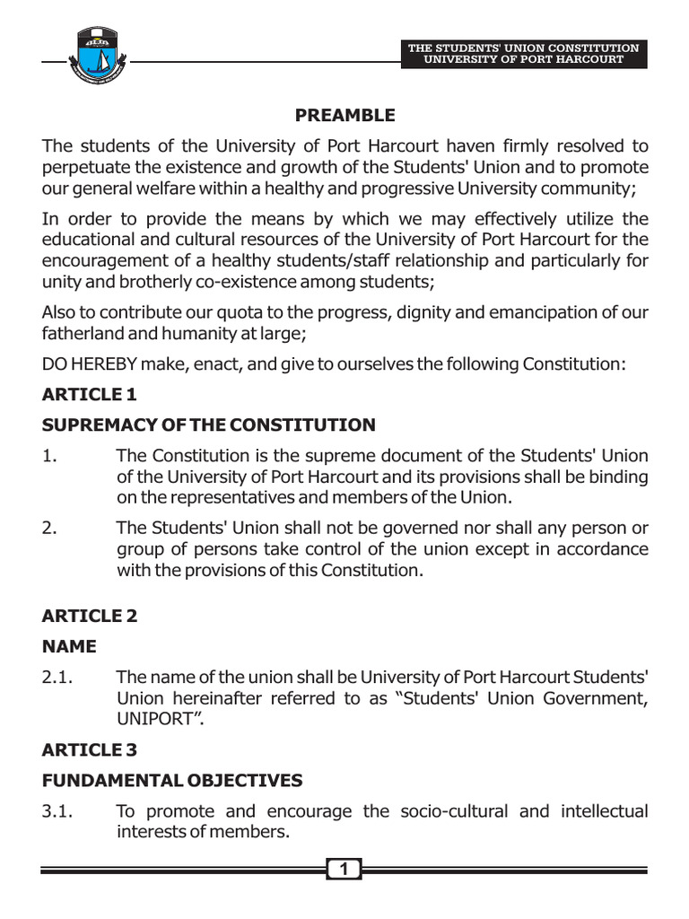 2023 Students' Union Constitution As Amended | PDF | United States ...