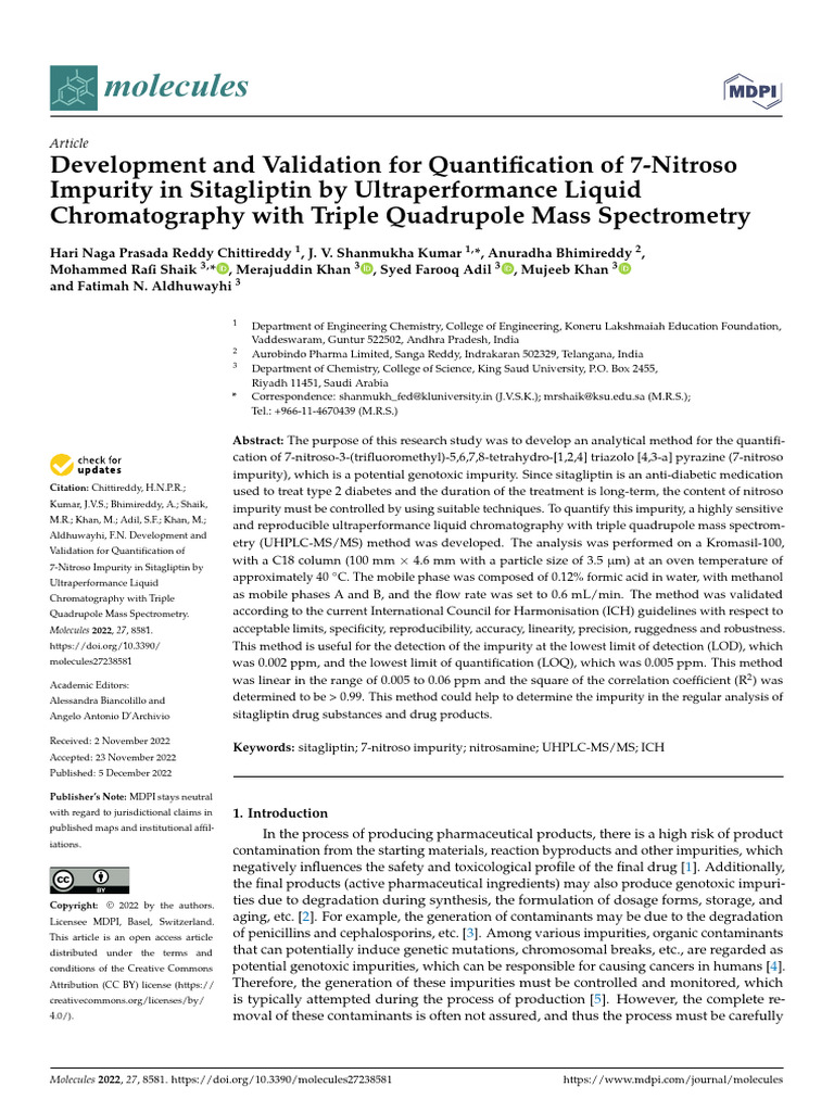 Sitagliptin 7 Nitrso-Impurity | PDF | High Performance Liquid Chromatography | Chromatography