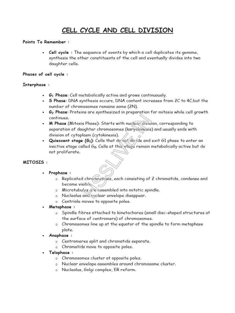 6.cell Cycle and Cell Division-Hsslive | PDF
