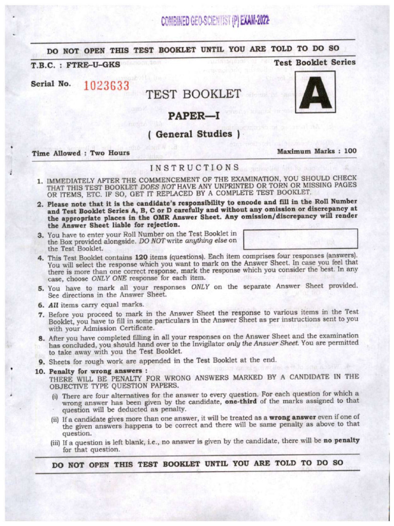 QP GeoScnstP 22 PAPER I GS - Compressed | PDF