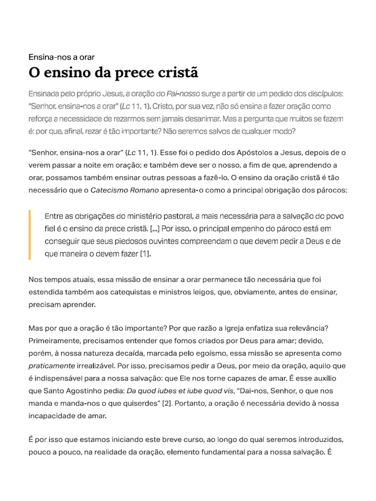 O Ensino Da Prece Cristã | PDF