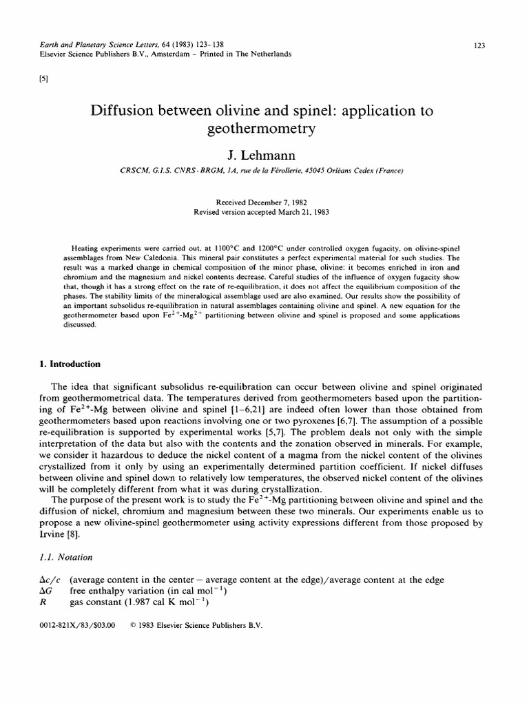 Diffisuion Between Olivine and Spinel Application | PDF | Diffusion ...