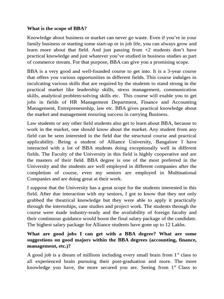 What Is The Scope of BBA | PDF | Economies | Business