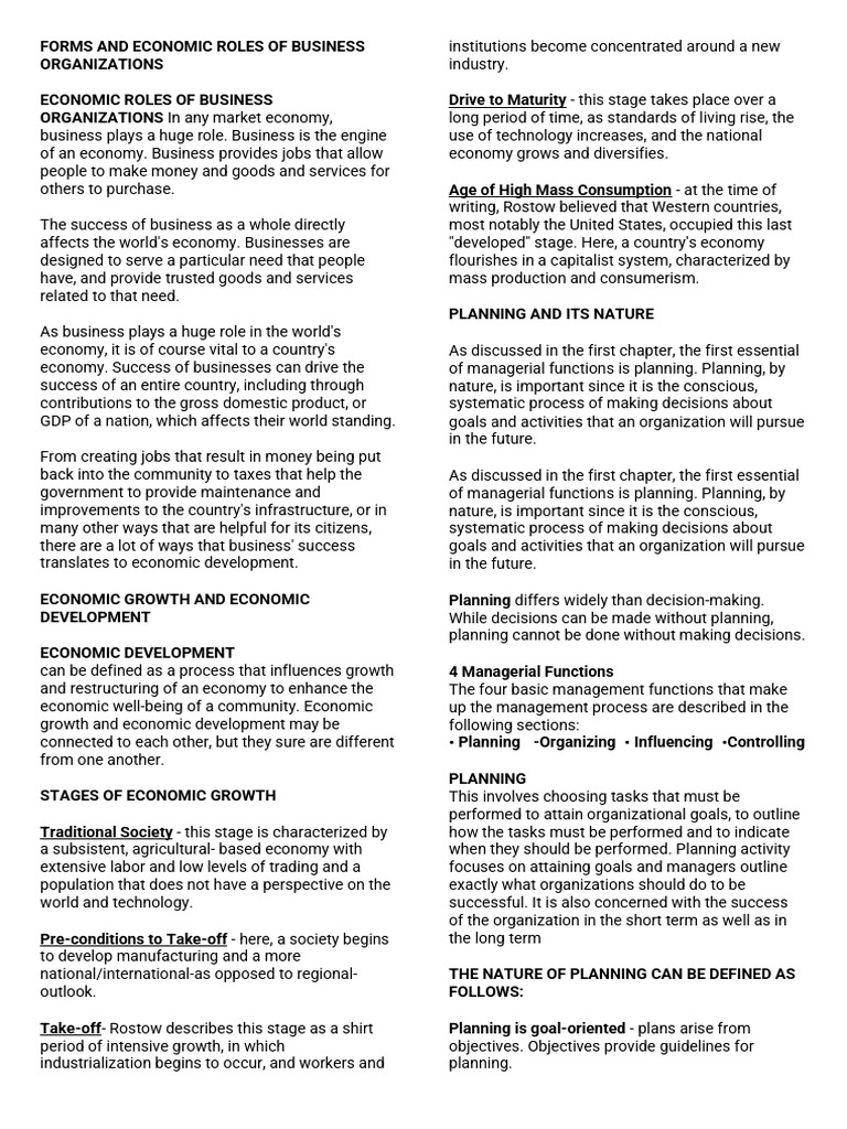 Forms and Economic Roles of Business Organizations | PDF | Goal ...