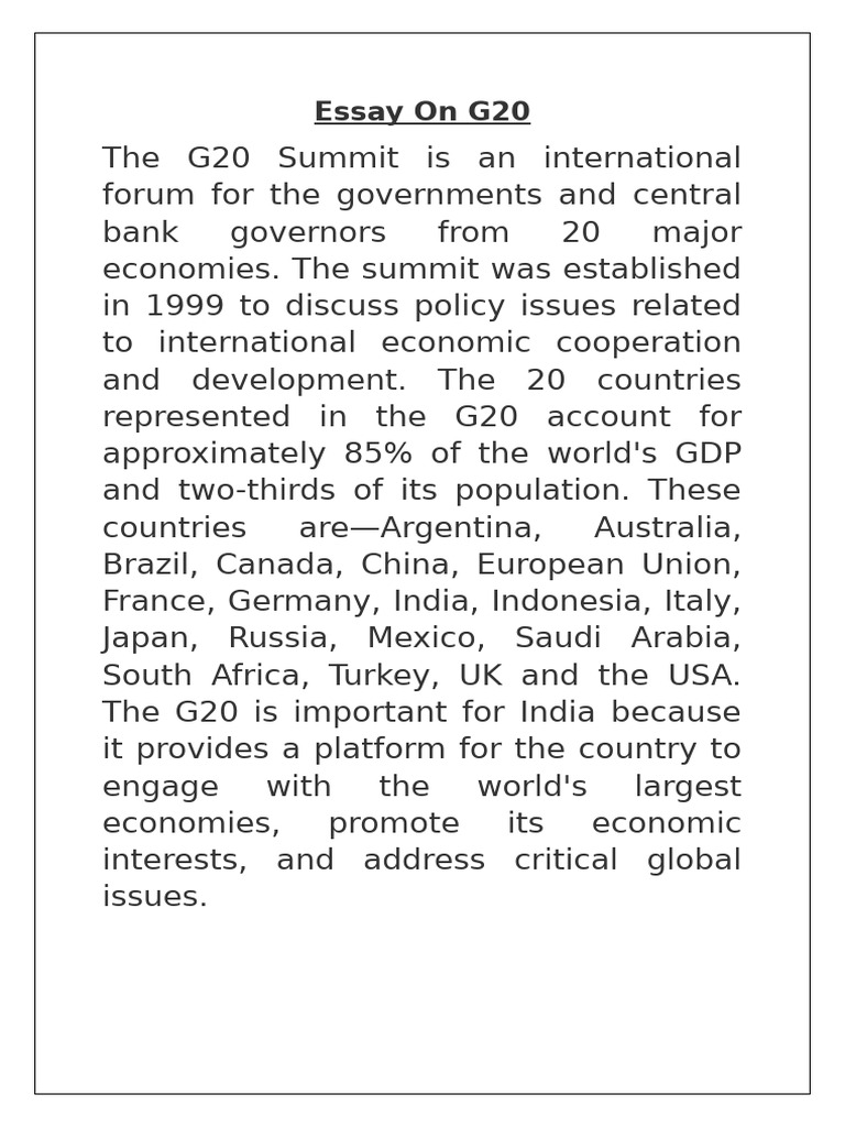 Essay on G20 | PDF