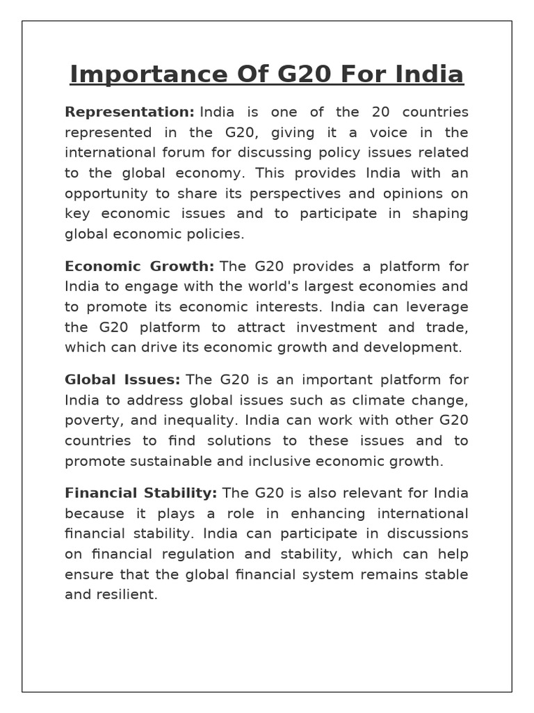 Importance of G20 For India | PDF