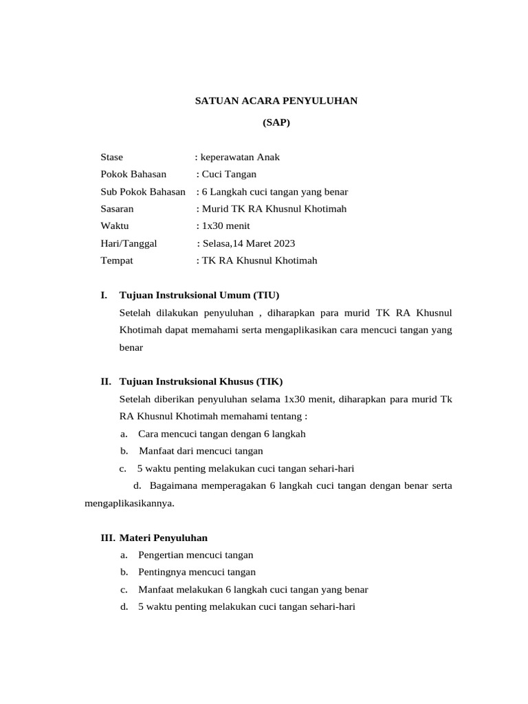 Sap Mencuci Tangan - Lca | PDF