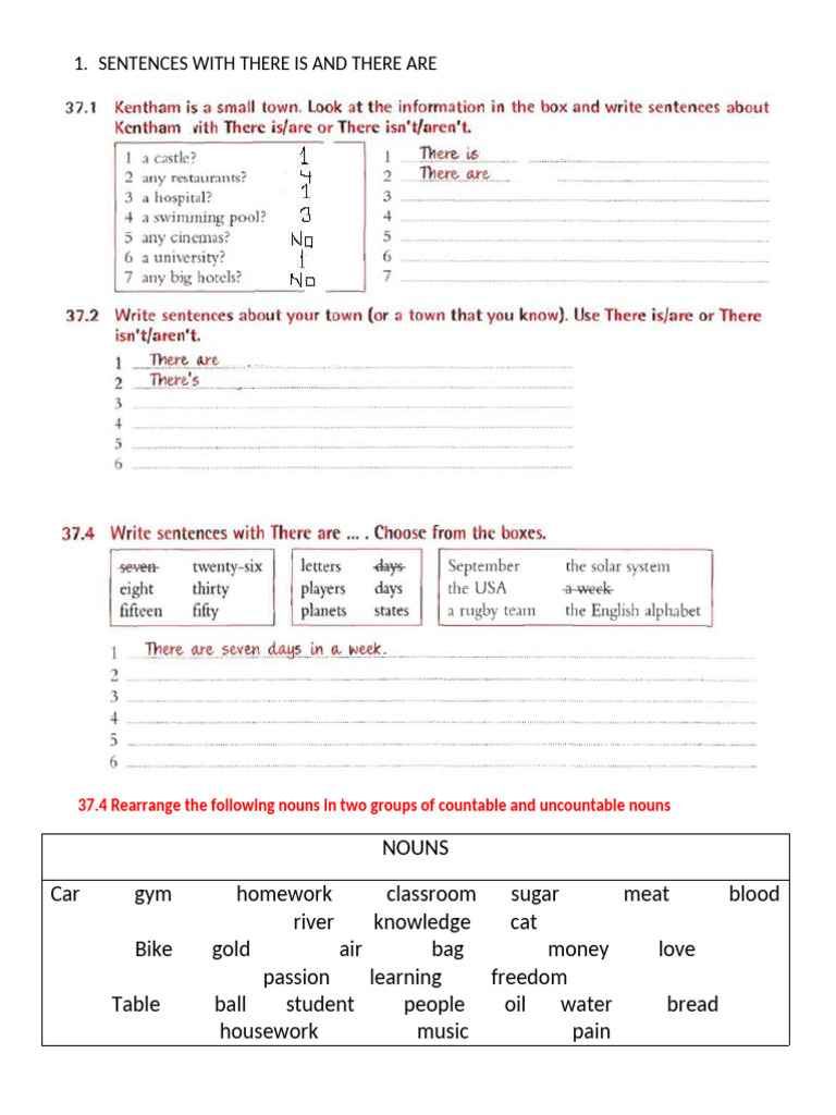 Countable and Uncountable Nouns Worksheet | PDF