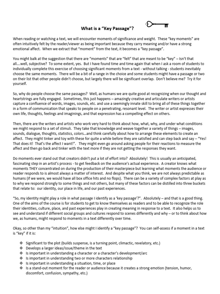 What is a Key Passage | PDF | Thought | Feeling