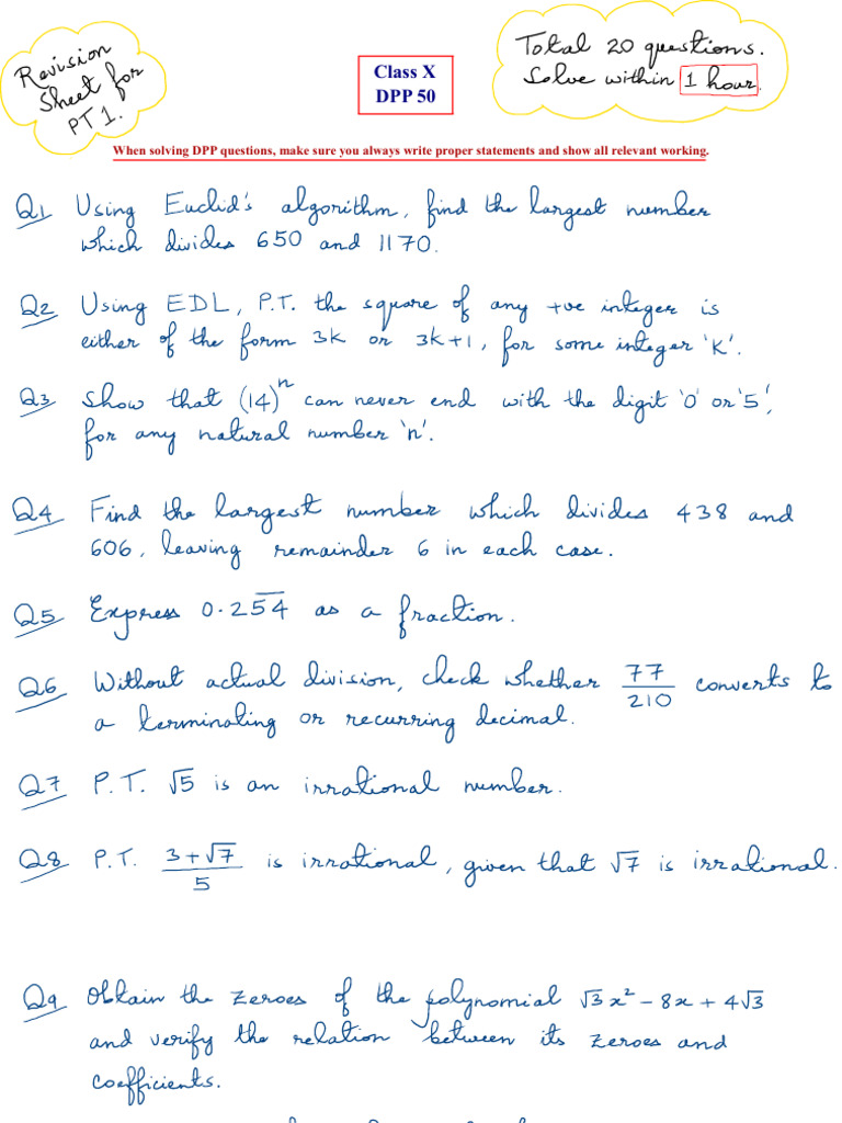 Class 10 - DPP 50 | PDF