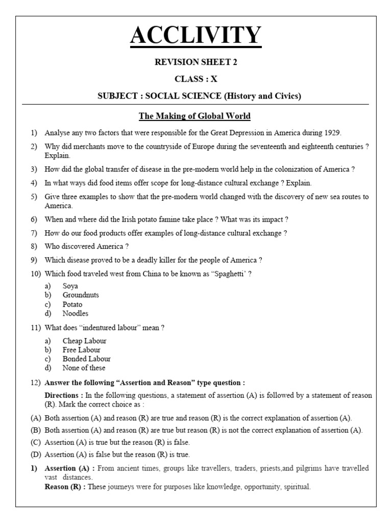 SST Revision Sheet (Hist Civics) - 2 | PDF
