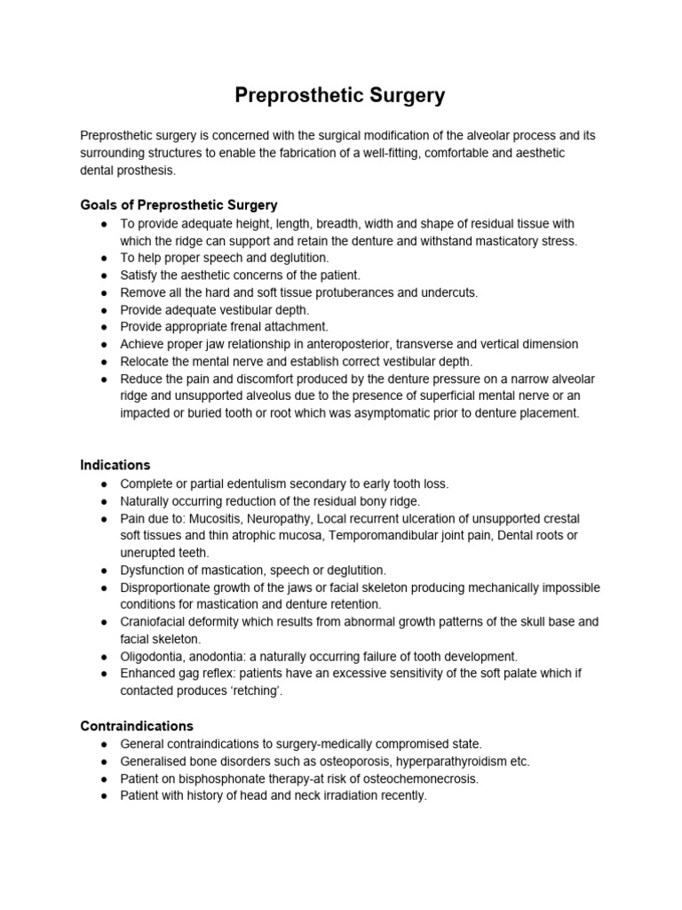 Preprosthetic Surgery 1 | PDF