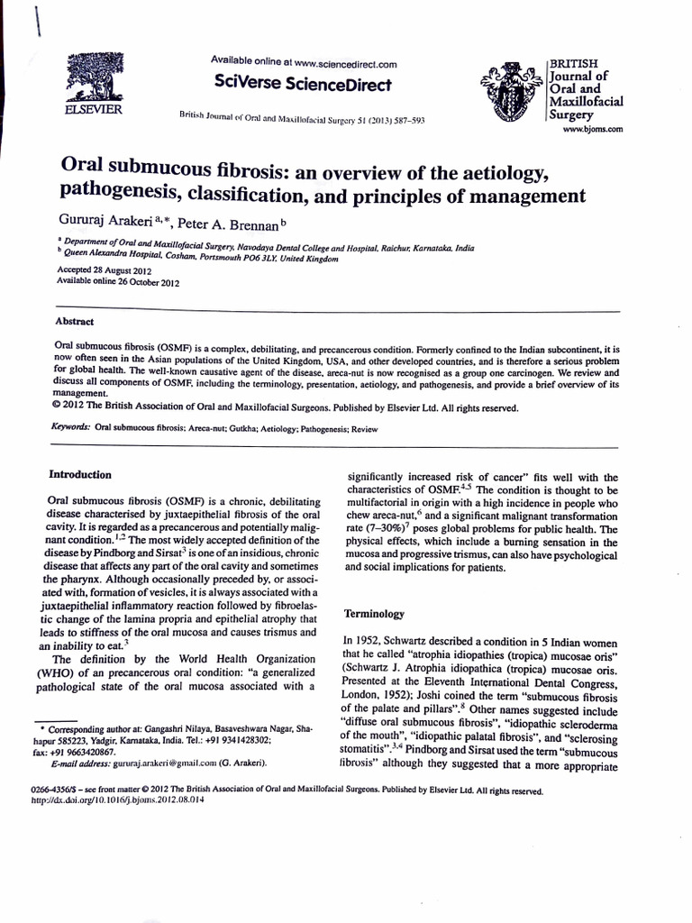 OSMF | PDF | Medical Specialties | Diseases And Disorders