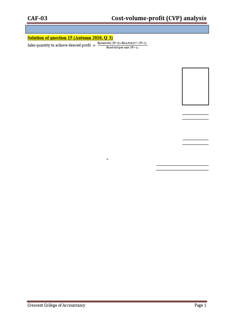 HW Sol CVP (Q-15) | PDF | Taxes | Cost