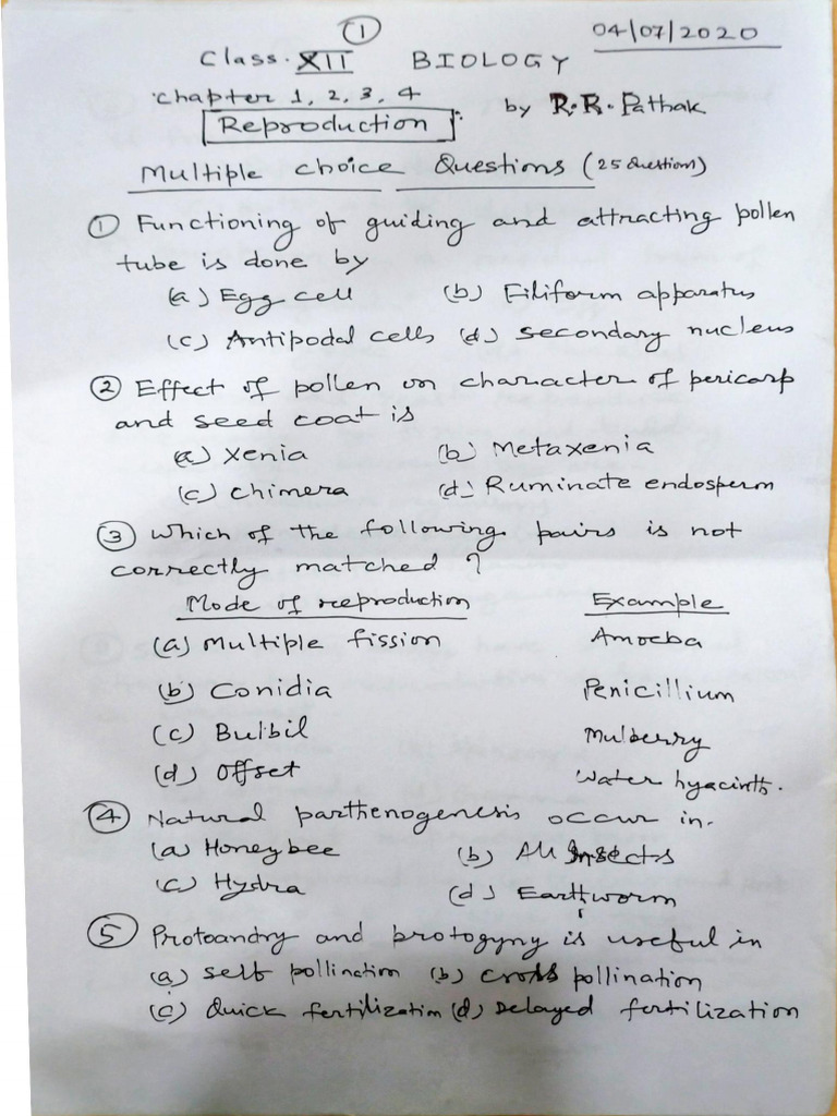 Reproduction - Class 12 - RRP | PDF