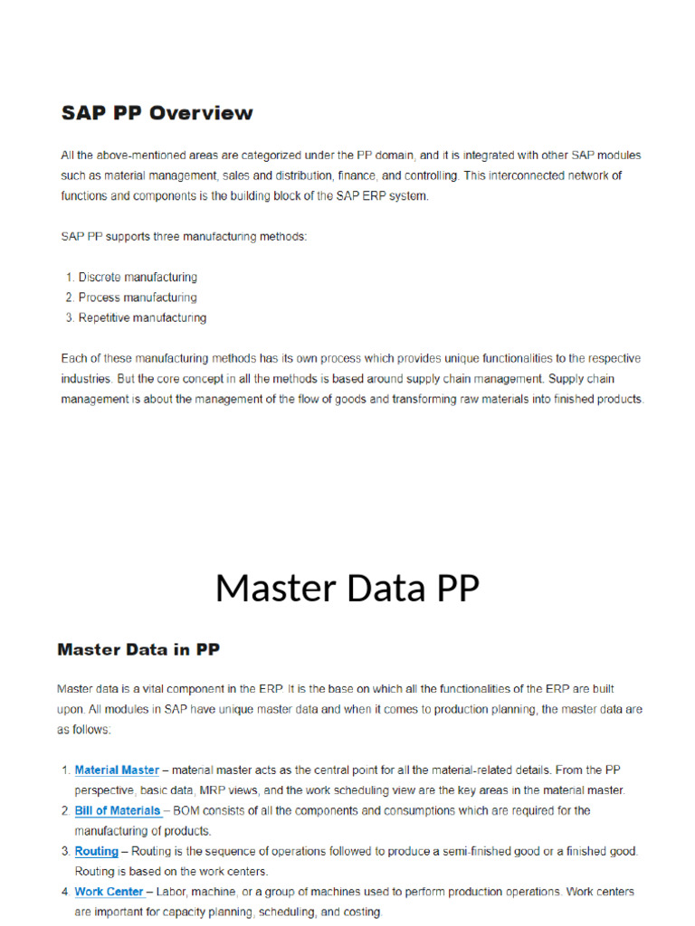 Introduction To SAP PP | PDF