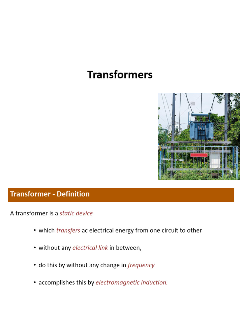 3 1 Transformers Definition Working Principle Emf Equation Applications | PDF | Transformer ...