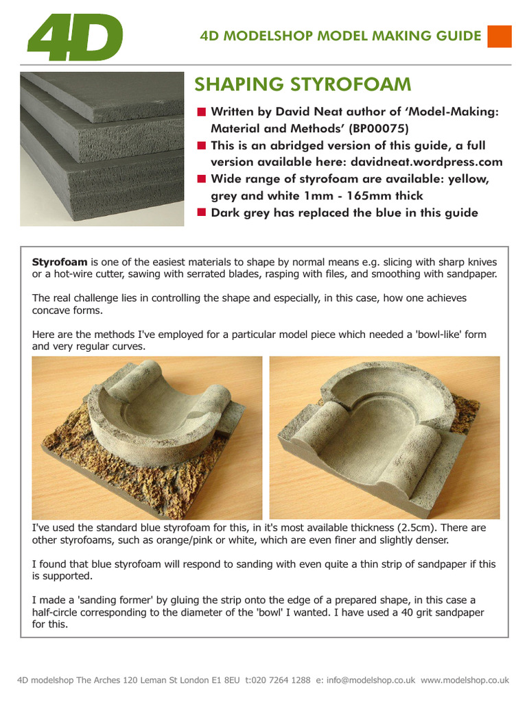 Techniques for Shaping Styrofoam | PDF | Adhesive | Knife